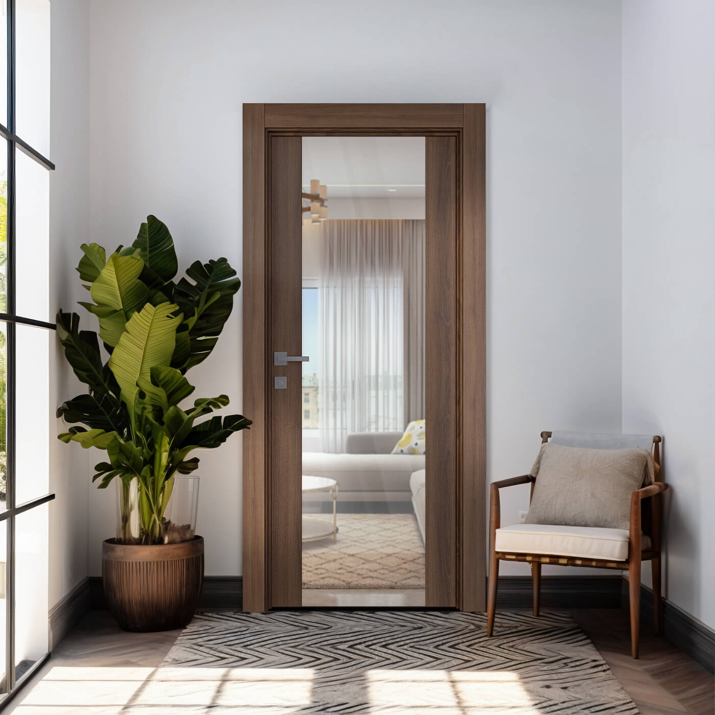 Avon 202 Clear Vetro Pecan Nutwood Belldinni Modern Interior Door | Buy ...