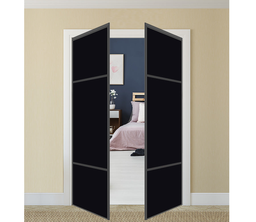 Nova Pivot Closet Doors - Style 10 | Glass Door | Swing Door | Black ...