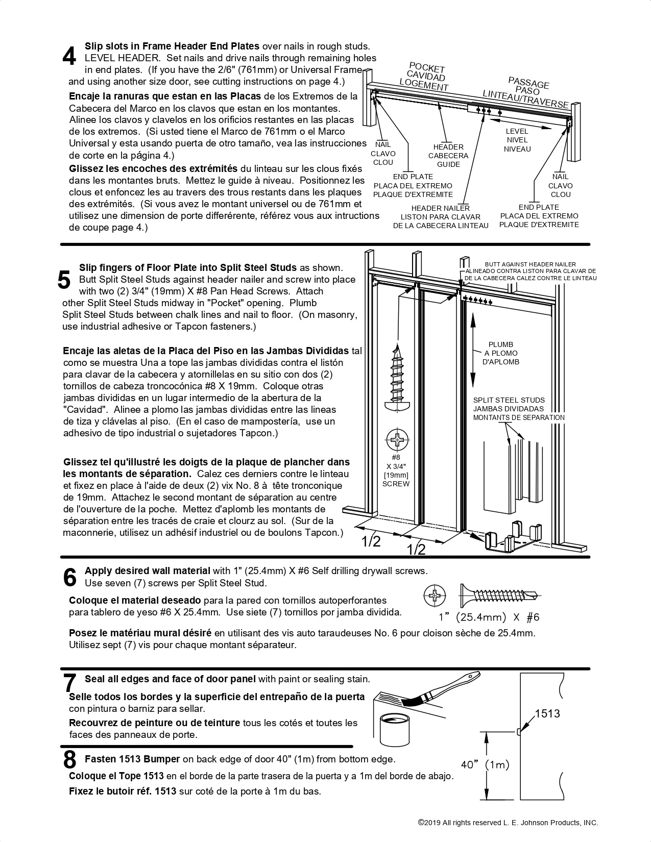 Sliding French Pocket Door with Frosted Glass | Solid Wood Interior ...