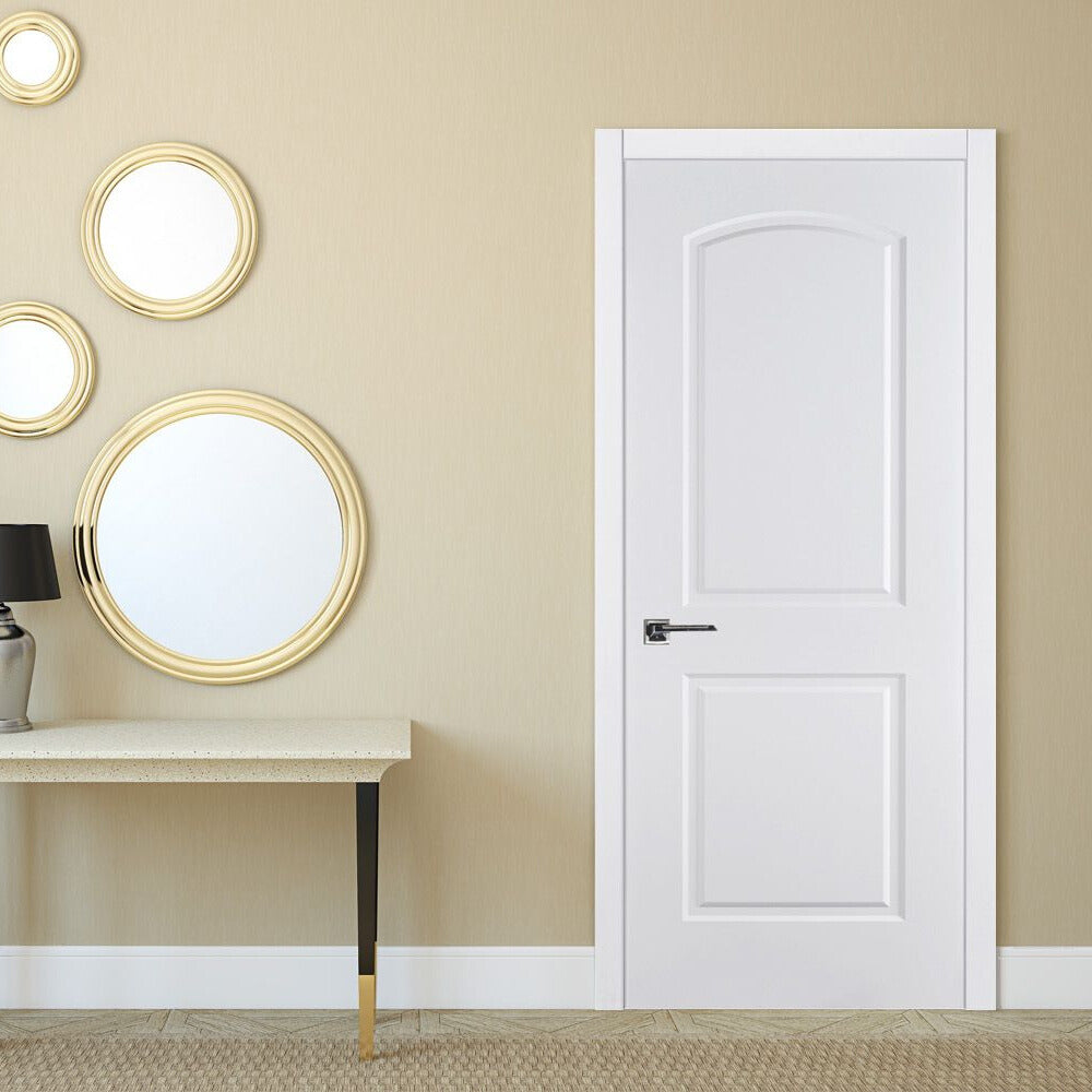 Nova 2 Panel Arched Soft White Laminated Traditional Interior Door ...