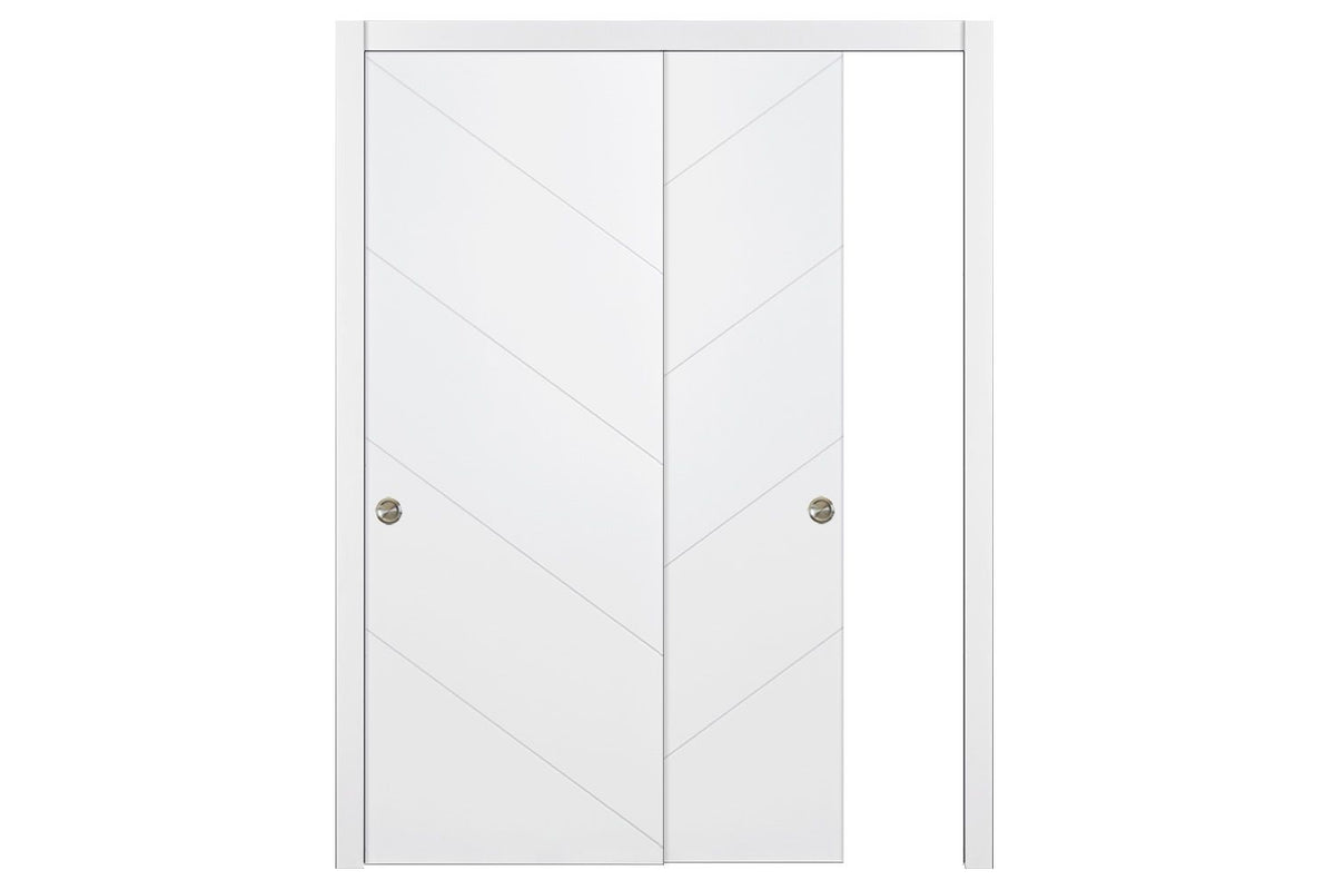 Nova Slant Soft White Laminated Traditional interior Door | ByPass Door ...