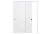 Nova Slant Soft White Laminated Traditional interior Door | ByPass Door ...