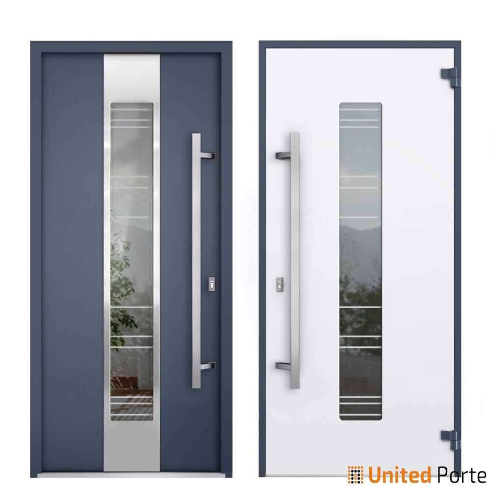 Front Exterior Prehung Steel Door | Stainless Inserts Modern Painted ...