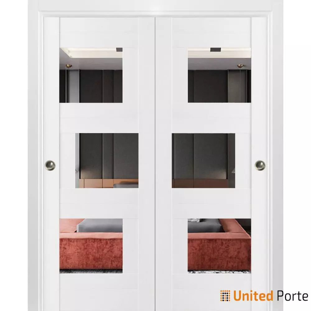 Sliding Closet Bypass Doors with Mirror | Wood Solid Bedroom Wardrobe ...