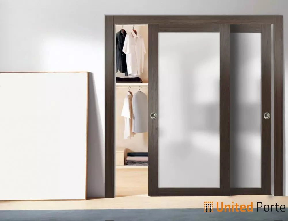 Sliding Closet Bypass Doors with Frosted Glass | Modern Wood Solid ...