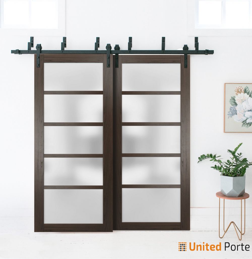 Barn Bypass Doors with Frosted Opaque Glass | Solid Panel Interior ...