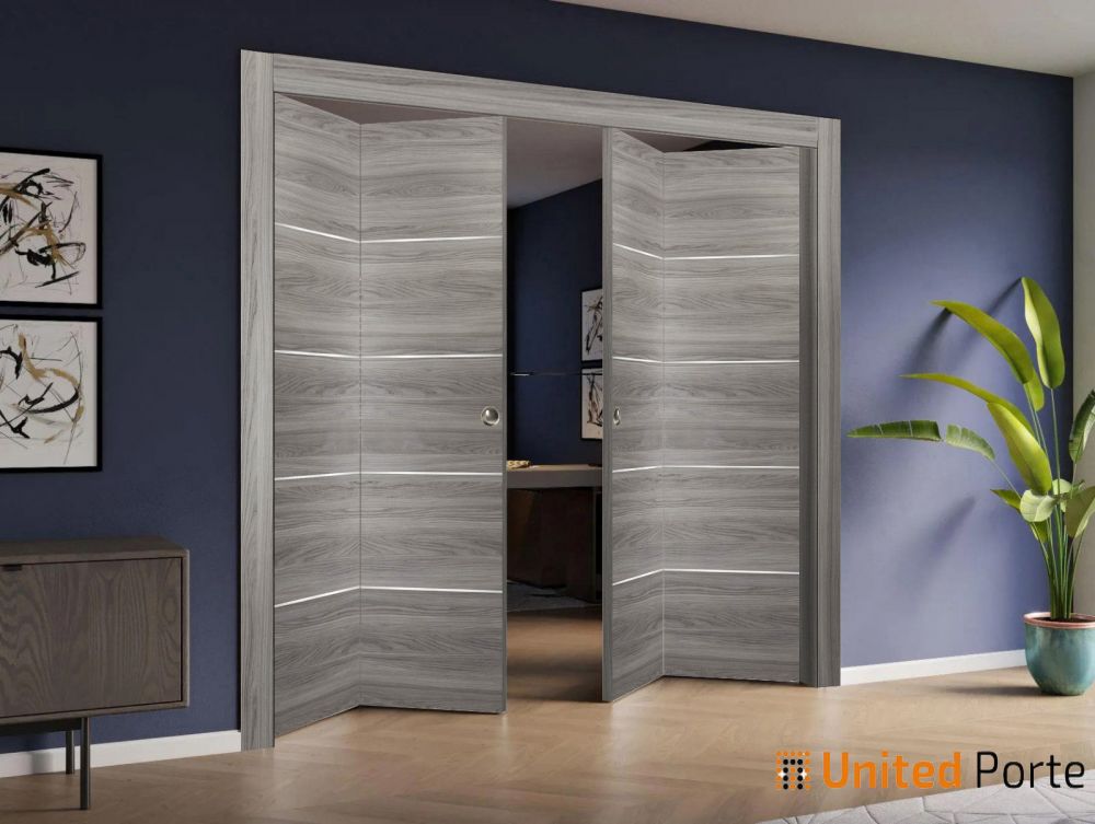 Modern Interior Sliding Closet Bi-fold Door with Hardware | Solid Panel ...