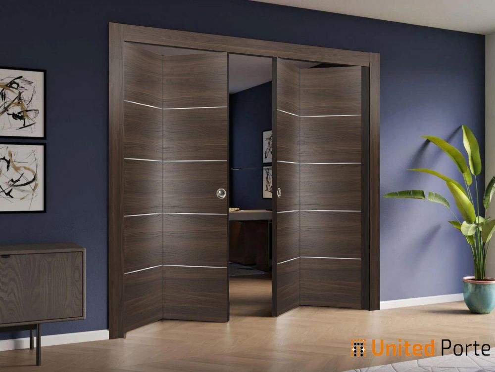 Modern Interior Sliding Closet Bi-fold Door with Hardware | Solid Panel ...