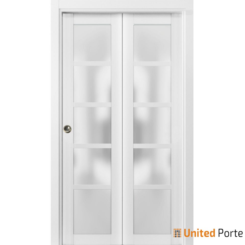 Sliding Closet Bi-Fold Doors with Frosted Opaque Glass | Solid Panel ...