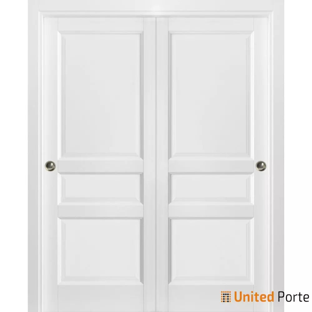 Sliding Closet Bypass Door with Decorative Panels | 3-Panels Wooden ...