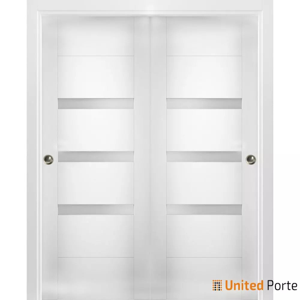 Sliding Closet Bypass Door with Frosted Opaque Glass | Wood Solid ...