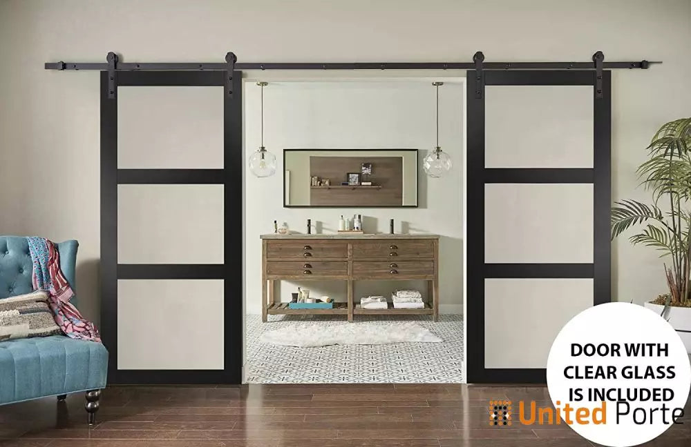 Sturdy Barn Door with with Clear Glass | Solid Panel Interior Doors ...