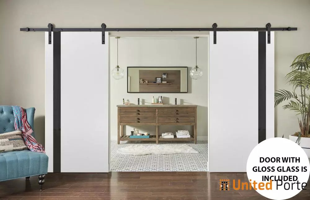 Sturdy Barn Door with Frosted Glass | Modern Solid Panel Interior Doors ...